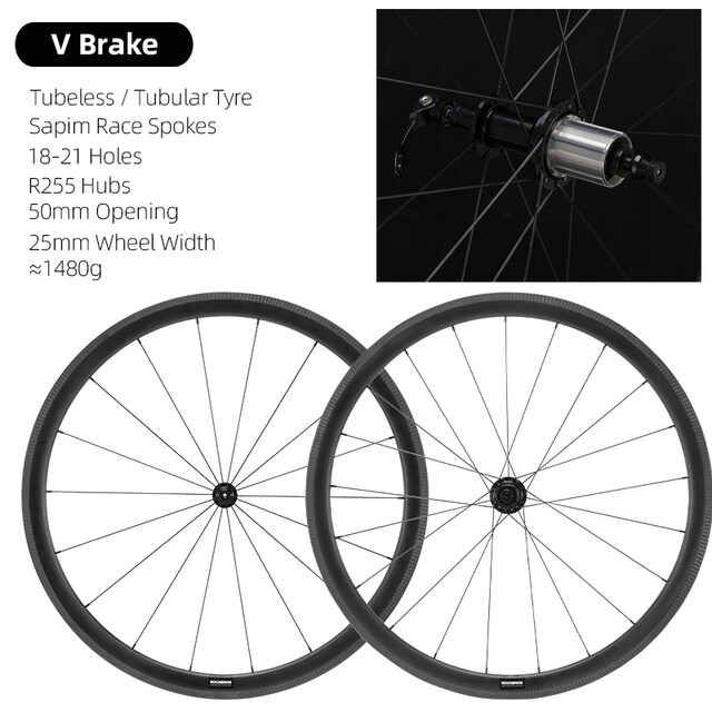 RockBros Carbon Fiber Wheelset 700C Road Racing Bike 38MM 45MM 50MMDisc ...