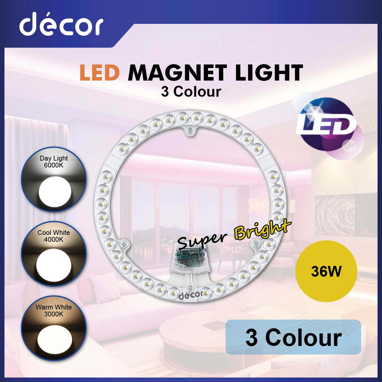 LED Magnet Light 36W 48W 72W Daylight 6000k 3 Colour PCB Board LED ...