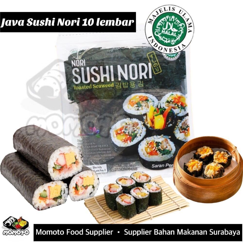 Sushi Nori Java Super food Sheet Gold 10 Lembar | Sushi Roasted Rumput Laut Halal MUI | Lazada ...