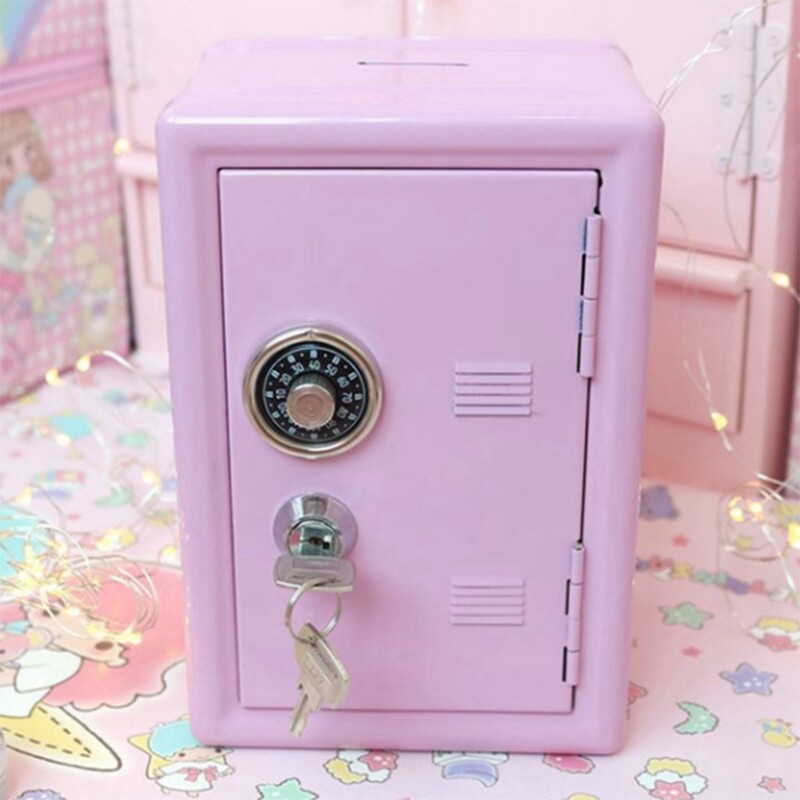 Kids Money Banks, Mini Money Box Gift Safe Case Password with Key Metal ...