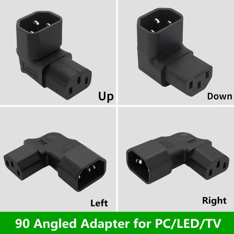 10A 3ขาคอนเนคเตอร์ IEC ลง90มุม IEC 320 C14ตัวผู้กับ C13อะแดปเตอร์ไฟตัว ...