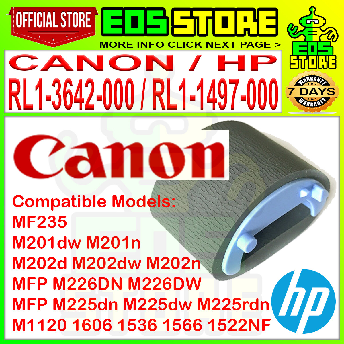 Canon HP LaserJet Pro RL1-1497-000 RL1-3642-000 MF237 Paper Feed Pickup ...