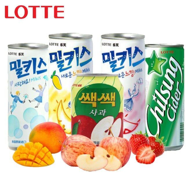 HALAL LOTTE SODA BEVERAGE CHILSUNG CIDER/STRAWBERRY/MILK/MANGO APPLE ...