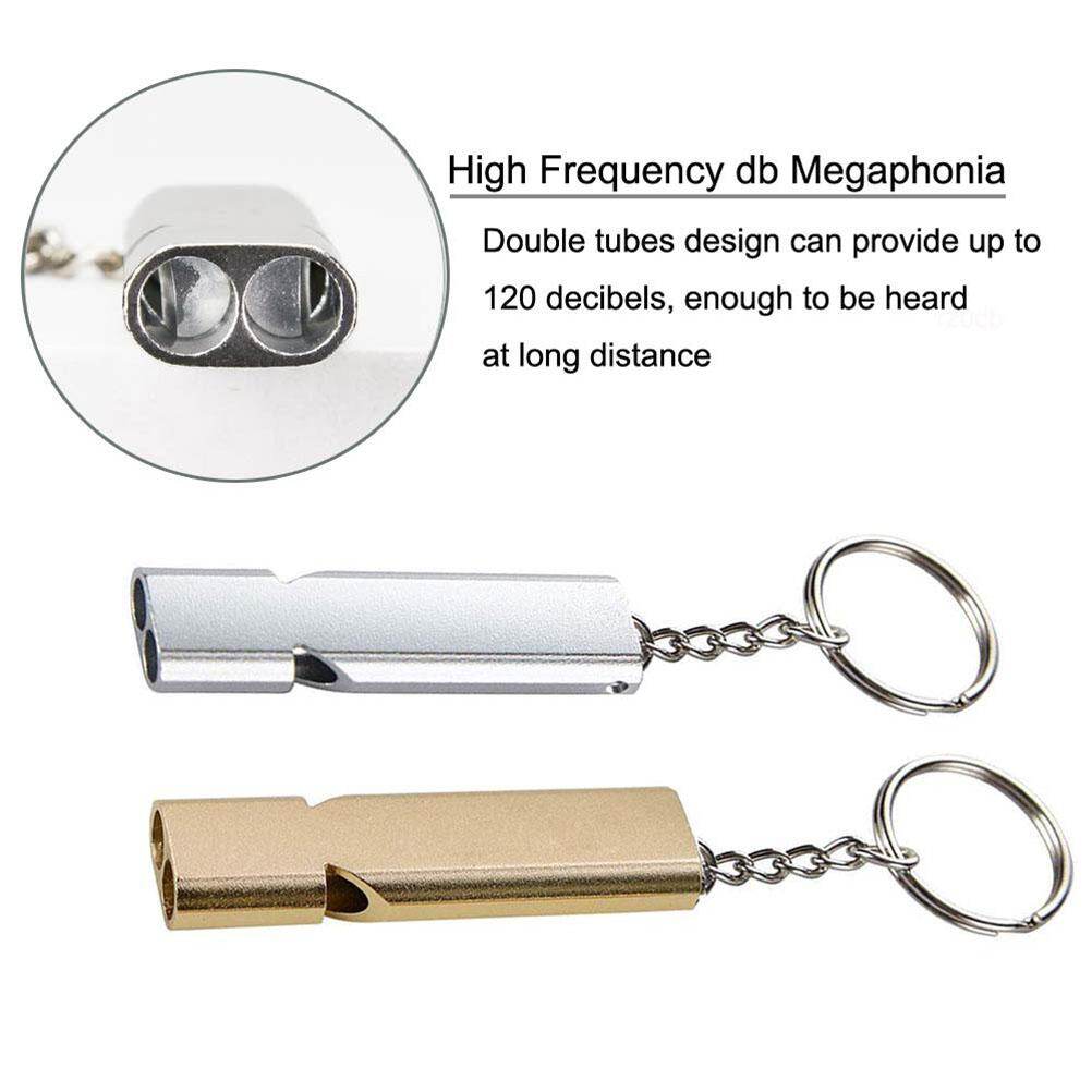 2 Pcs Aluminum Alloy Double Pipe High Decibel Whistle Outdoor Emergency ...