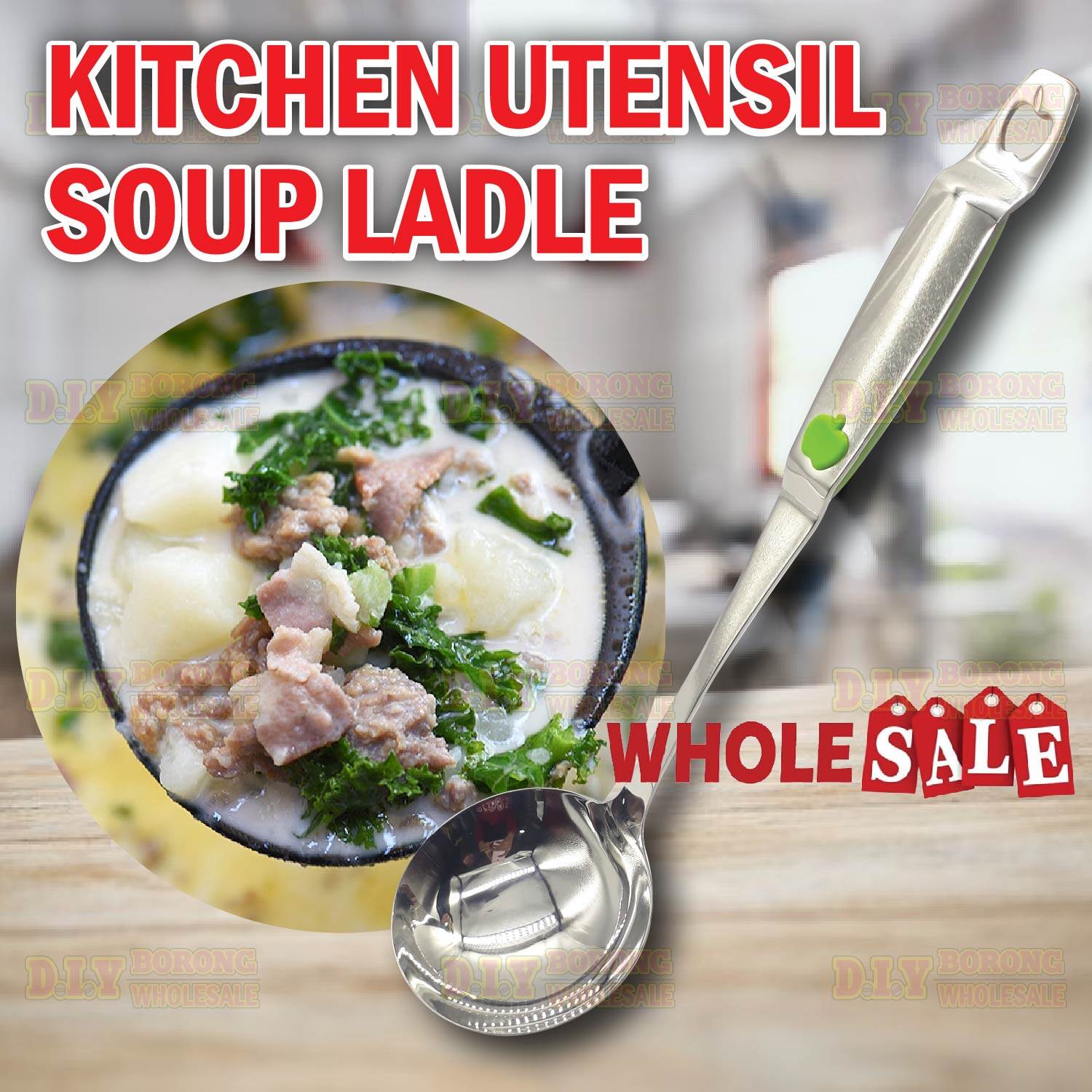 Heavy Duty Stainless Steel Kitchen Cooking Utensil Soup Ladle/Senduk ...