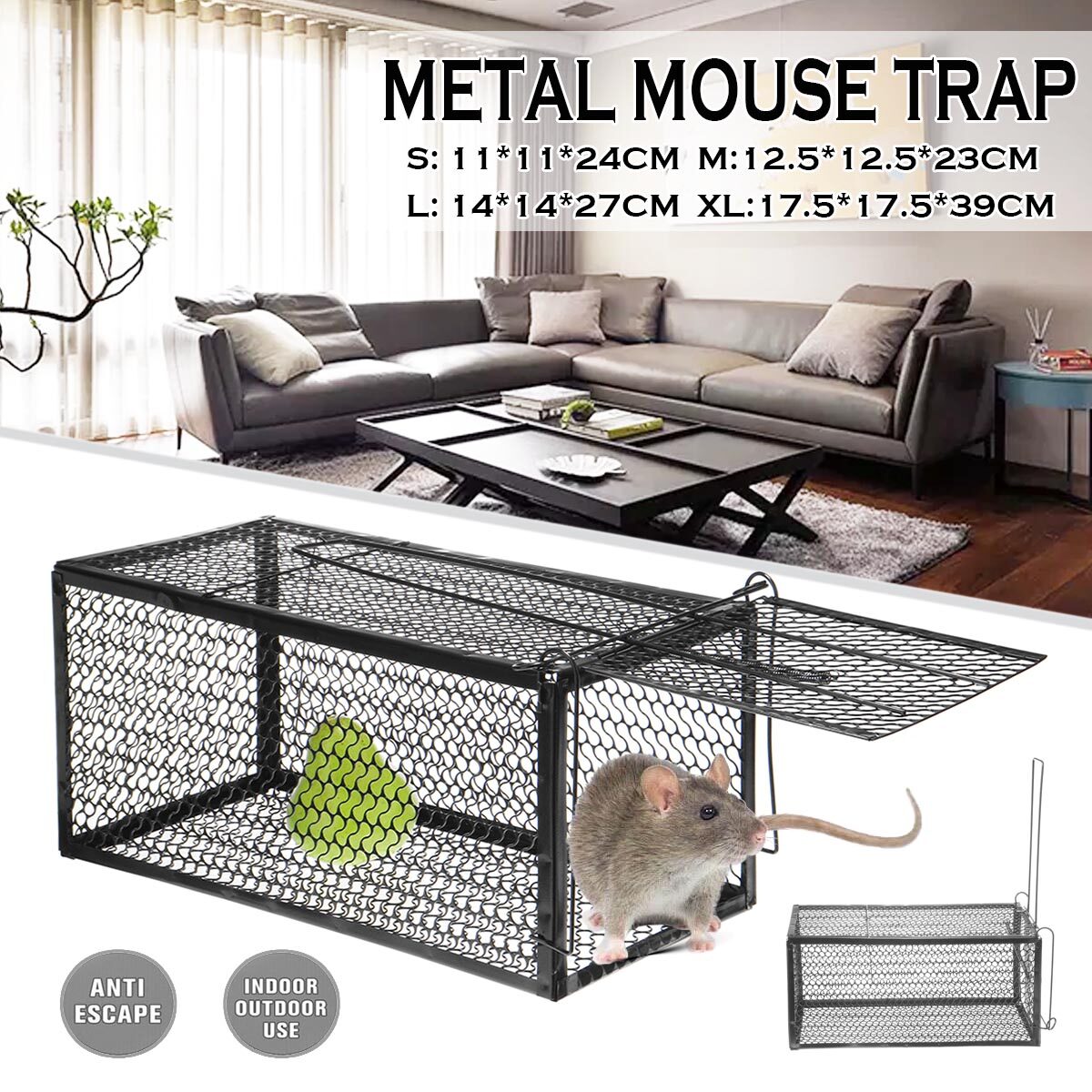 High Sensitivity Mouse Trapper Cage Metal Mouse Live Rat Trap Catcher ...