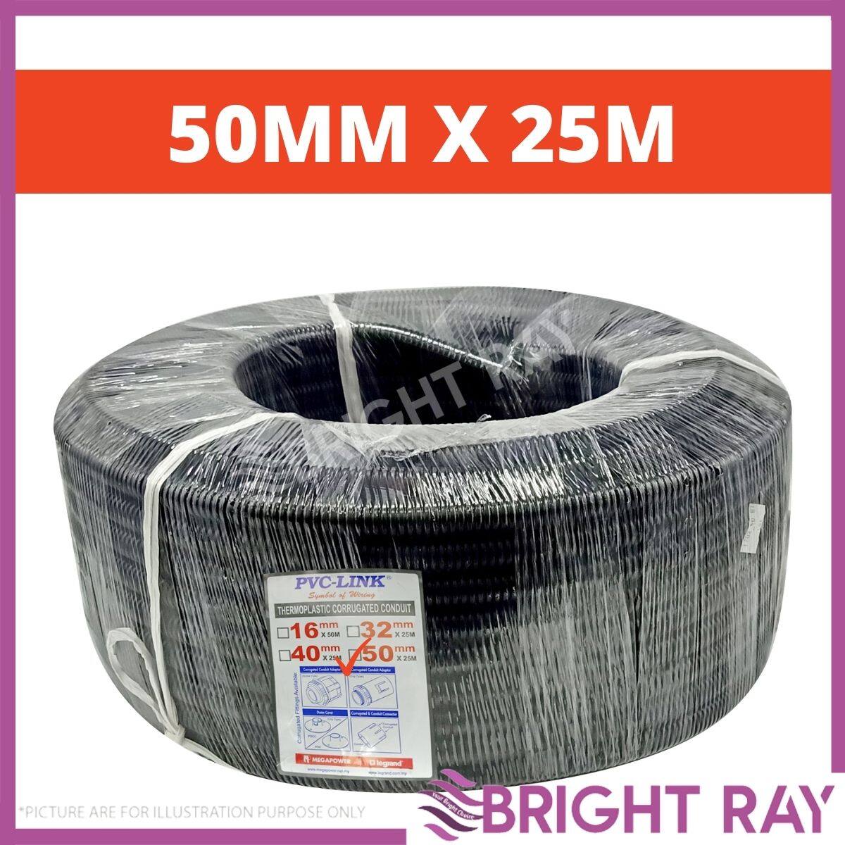 (1ROLL) 40MM / 50MM PVC Flexible Hose HDPE Corrugated Conduit Electric ...