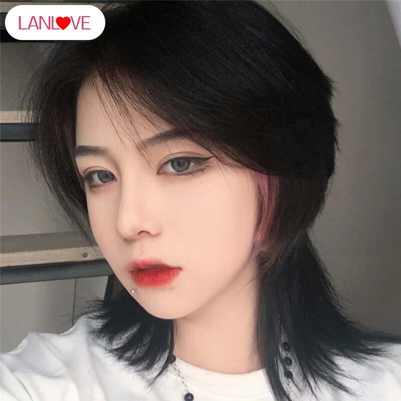 LANLOVE Fluffy Mullet หัวประเภทวิกผมสั้นต่อผมแฟชั่นสำหรับผู้หญิงผู้ชาย ...