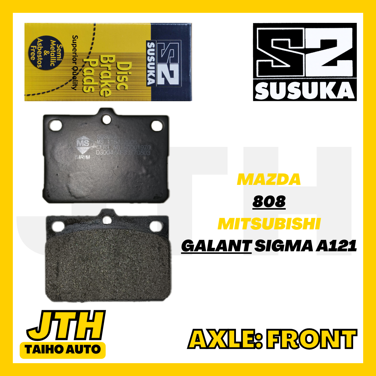 TAIHOAUTO SUSUKA Front Brake Pad Mazda 808 / Mitsubishi Galant Sigma ...