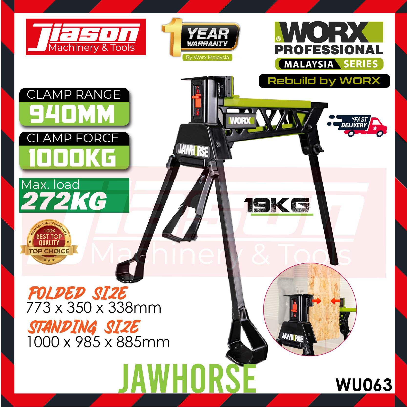 WORX WU063 1 Ton Professional Portable Clamping Work Station / Jawhorse | Lazada