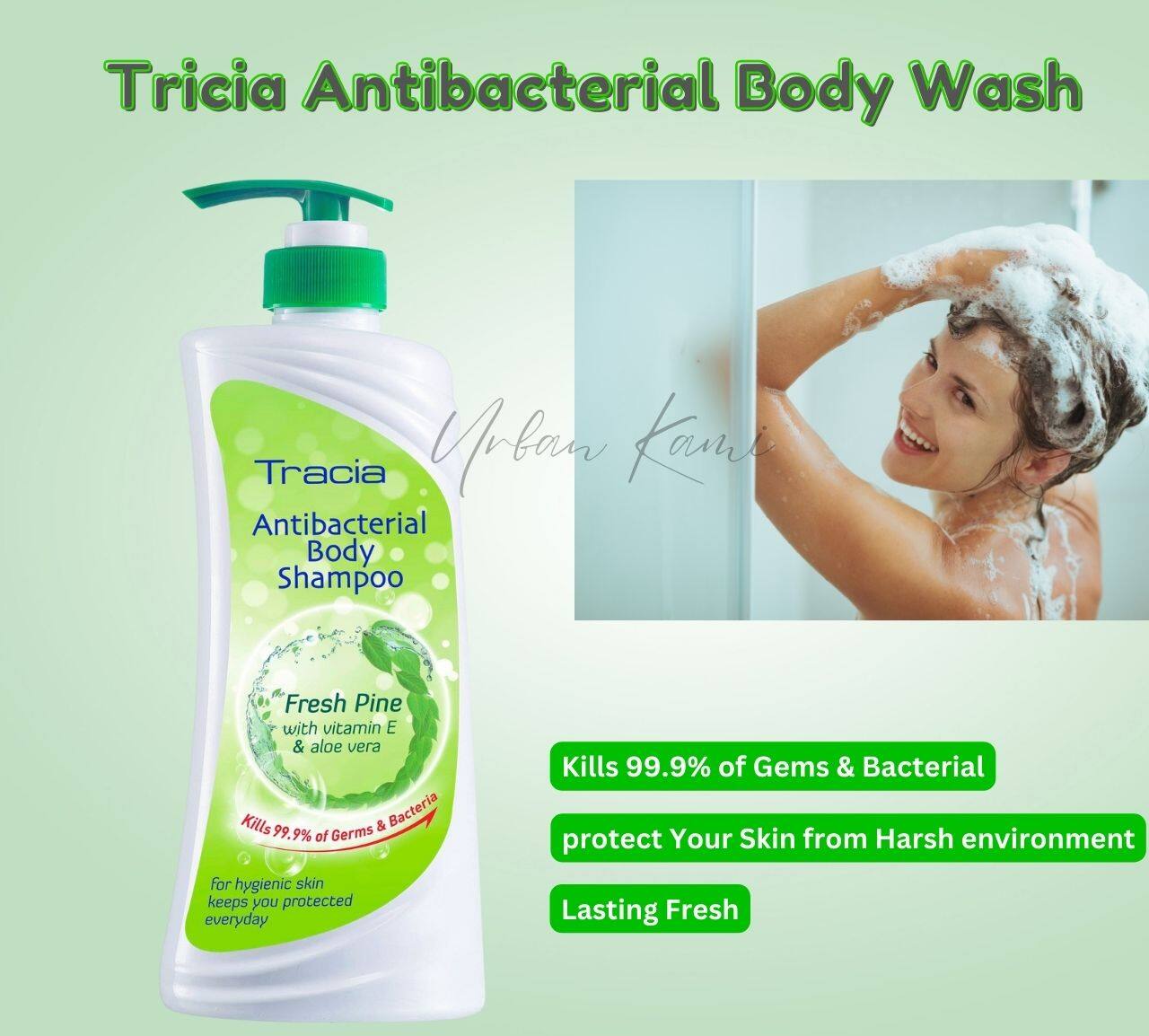 Tracia Antibacterial Body Wash Fresh Pine 850ml Kill 99.9% Bactetial ...
