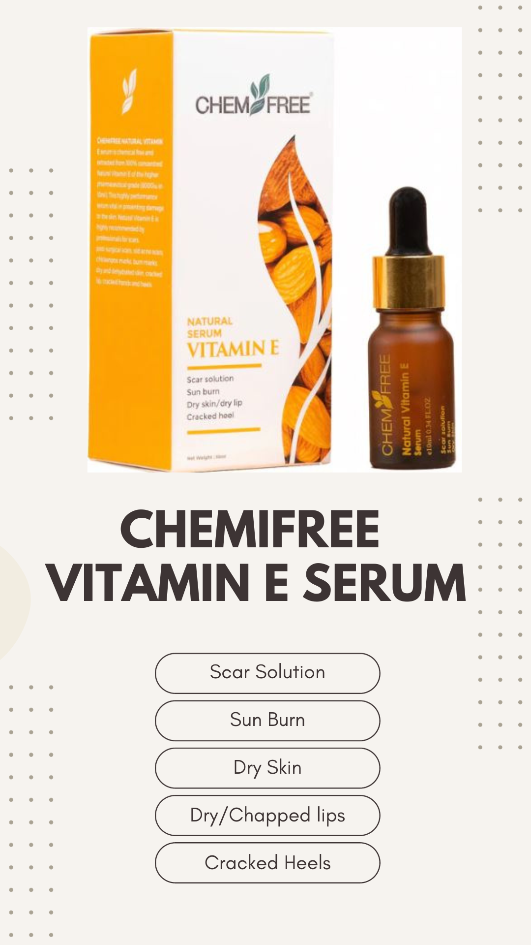 CHEMFREE CHEMIFREE NATURAL VITAMIN E SERUM 10ML | Lazada
