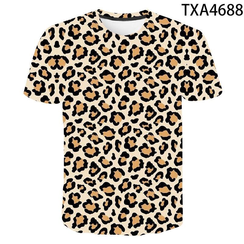 Leopard Print T Shirt Men Women Children Funny Animal Fur T-shirt ...
