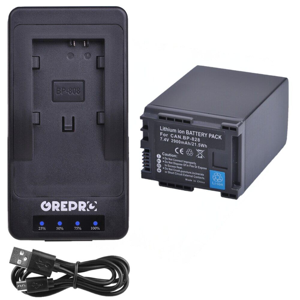 2900Mah BP-828 BP828 Battery BP 828 Battery Charger For Canon VIXIA ...
