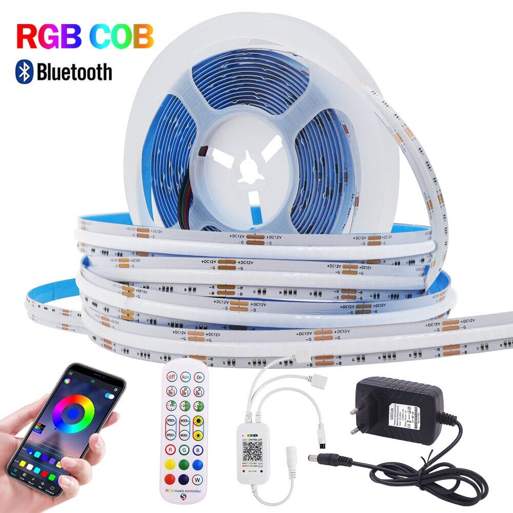 24V RGB COB LED Strip 840LEDs/M High Density WIFI Bluetooth APP Control ...