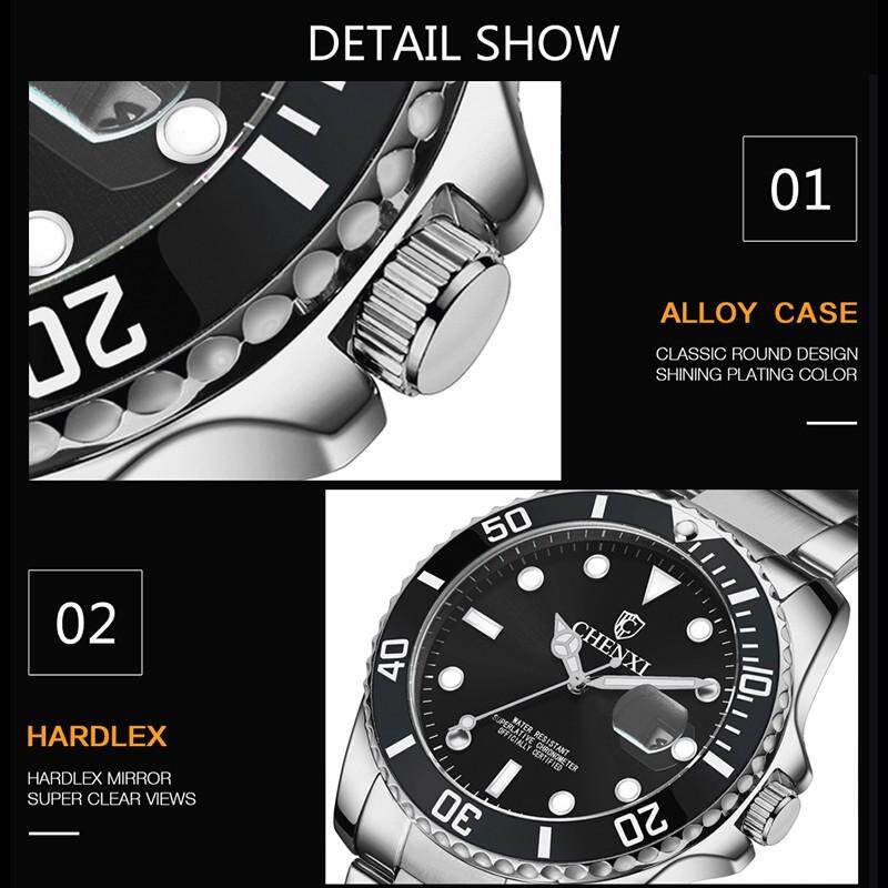 CHENXI 085 แฟชั่นนาฬิกาแบบทางการสำหรับนาฬิกาผู้หญิงสแตนเลส Luminous Pointer ปฏิทินกันน้ำควอตซ์ ...