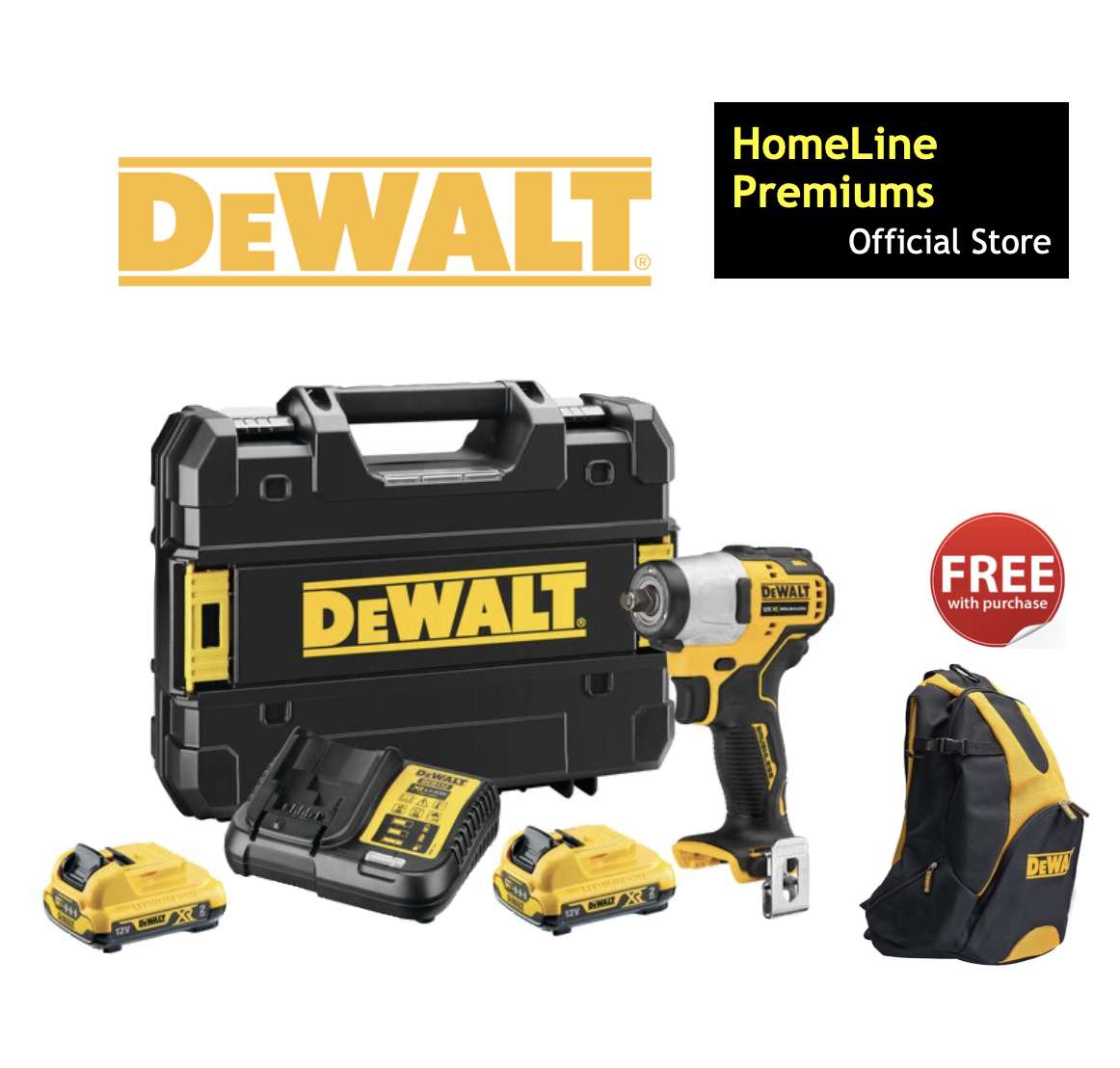 DEWALT DCF902D2 12V BRUSHLESS IMPACT WRENCH+2X BATTERY 2.0AH+CHARGER ...