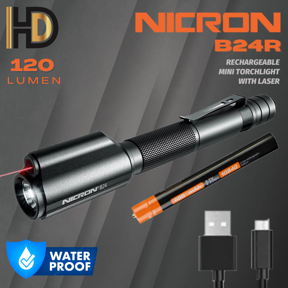 NICRON B24R Rechargeable Pen Type Laser Flash Light / 120 Lumen / 1 ...