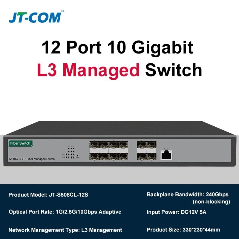 JT-COM 8-port Managed Switch 10G SFP+ Layer 3 Fiber Optical Switch with ...