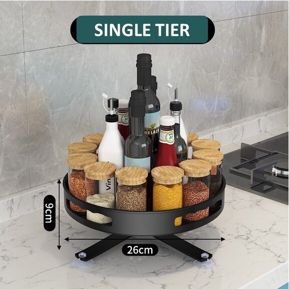 360 Rotating Spice Rack Rak Dapur Rotating Rack Seasoning Rack Rak ...
