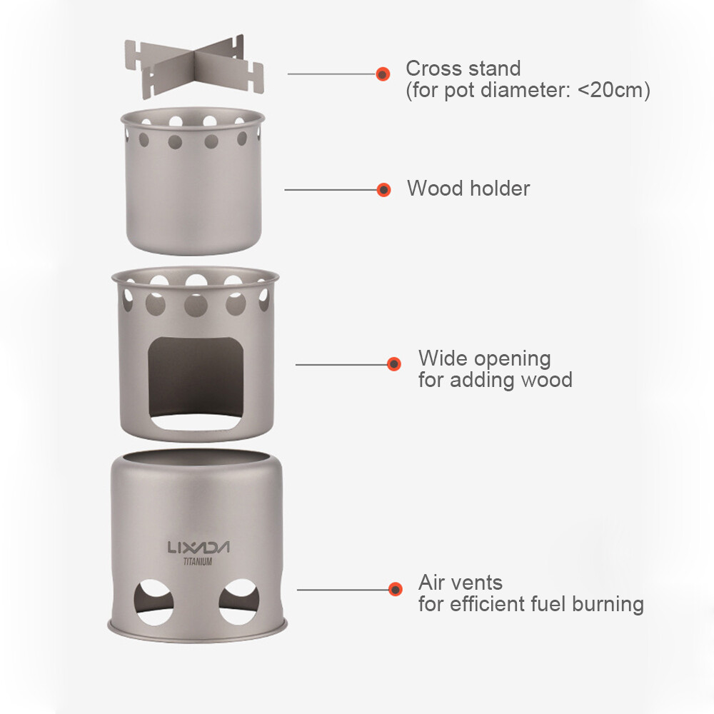TOMSHOO Lixada Portable Camping Wood Stove Folding Lightweight Titanium ...