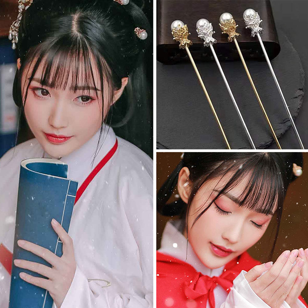 HHGY ผู้หญิงที่สง่างามวินเทจไข่มุกโลหะสไตล์จีนปิ่นปักผมเครื่องประดับผม ...