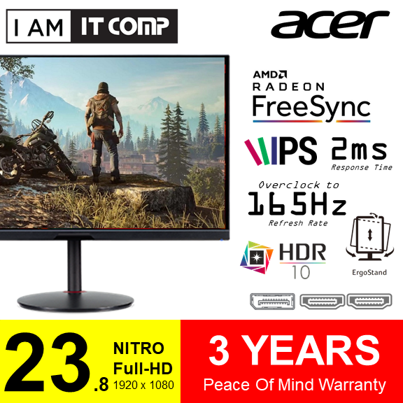 ACER NITRO 23.8 Inch XV240Y P FHD 165Hz Overclock IPS Gaming Monitor ...
