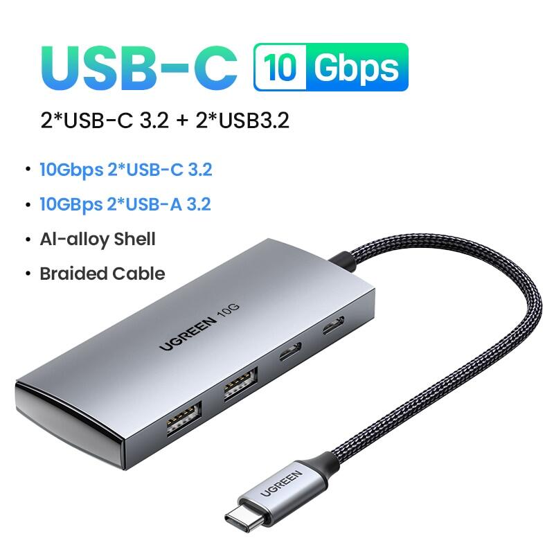 UGREEN USB C Hub 10Gbps Type-C 3.2 Gen2 USB Splitter USB C USB A Hub 4 USB Port 3.2 For Macbook ...