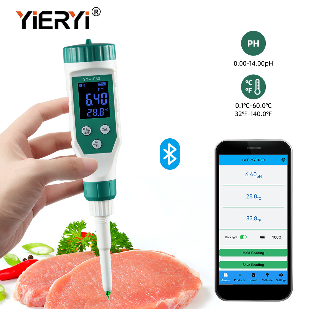 Yieryi Bluetooth pH Meter High Accuracy pH Tester with ATC for Food ...