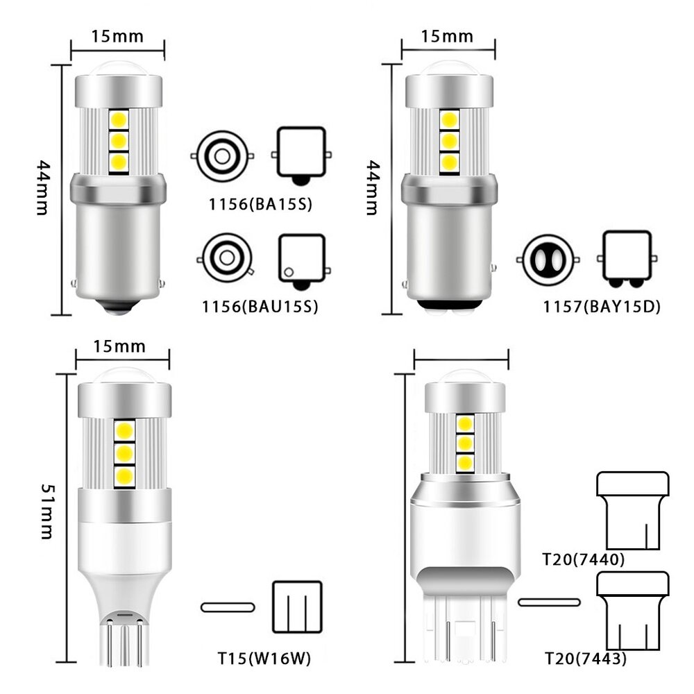 1PC Led ไฟเบรค T20 T15 1156 PY21W/5W 3030LED 1157 BAY15D P21/5W เปิดไฟสัญญาณไฟรถ - Meson2019 ...