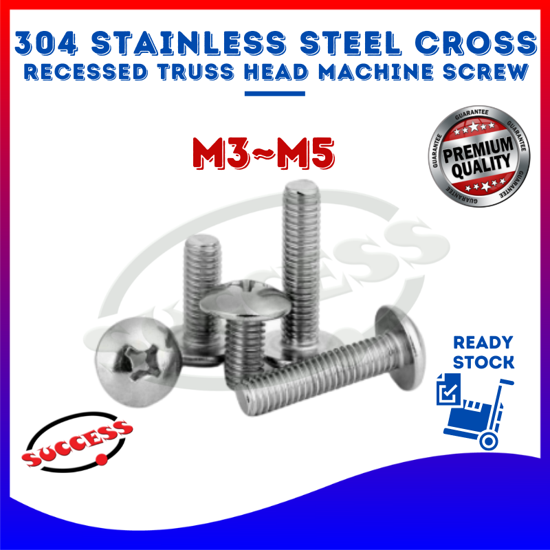 SUCCESS M3~ M5 SUS304 Stainless Steel Truss Head Machine Screw 304 Skru ...