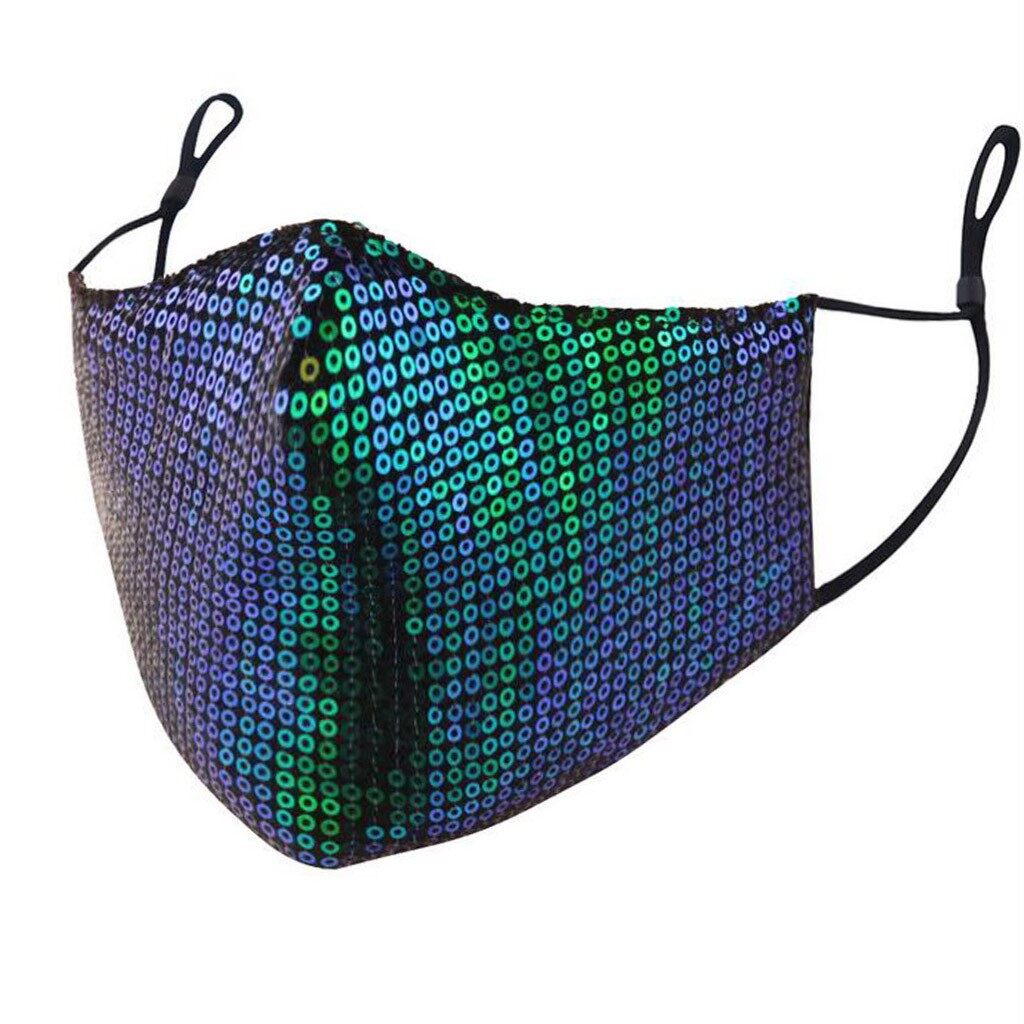 11PC Women Sequins Cotton Mask Washable Breathable Mask Festival Mask ...