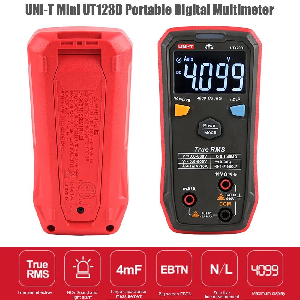 AUBTOOL UNI-T มัลติมิเตอร์ UT123D แบบพกพา Mini Digital Multimeter 3999 ...