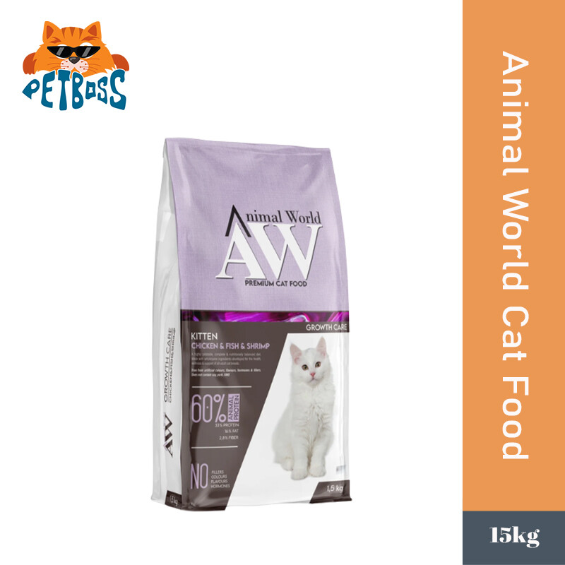 AW Animal World Premium Cat Dry Food Kitten & Adult Kibbles (15kg) | Lazada