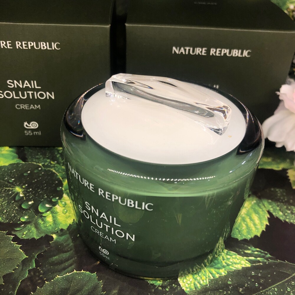 SNAIL SOLUTION CREAM 55ml NATURE REPUBLIC (jade roller+free shippiing ...