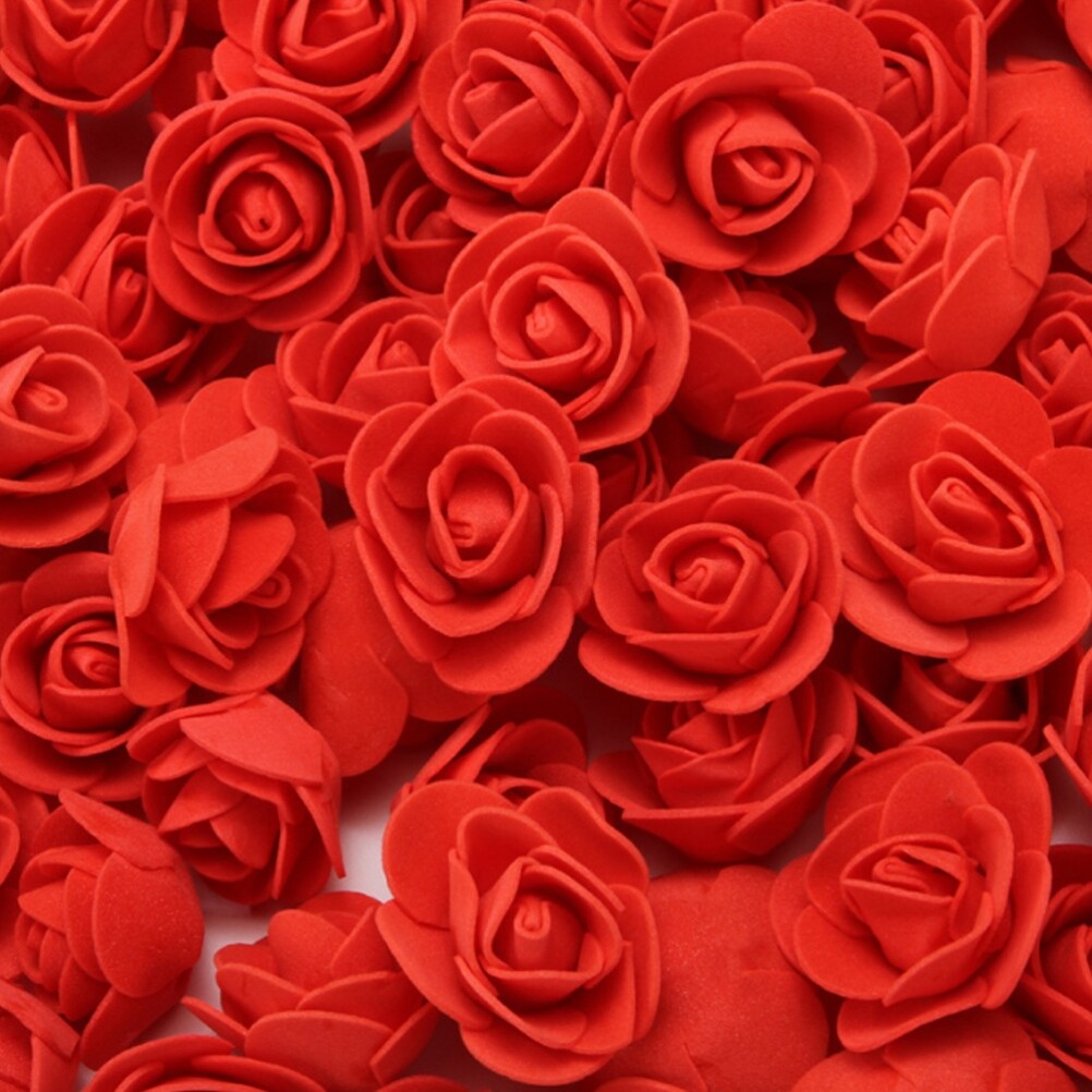 100PCS Artificial Rose Flowers Red Foam Roses Fake Roses DIY Decoration ...