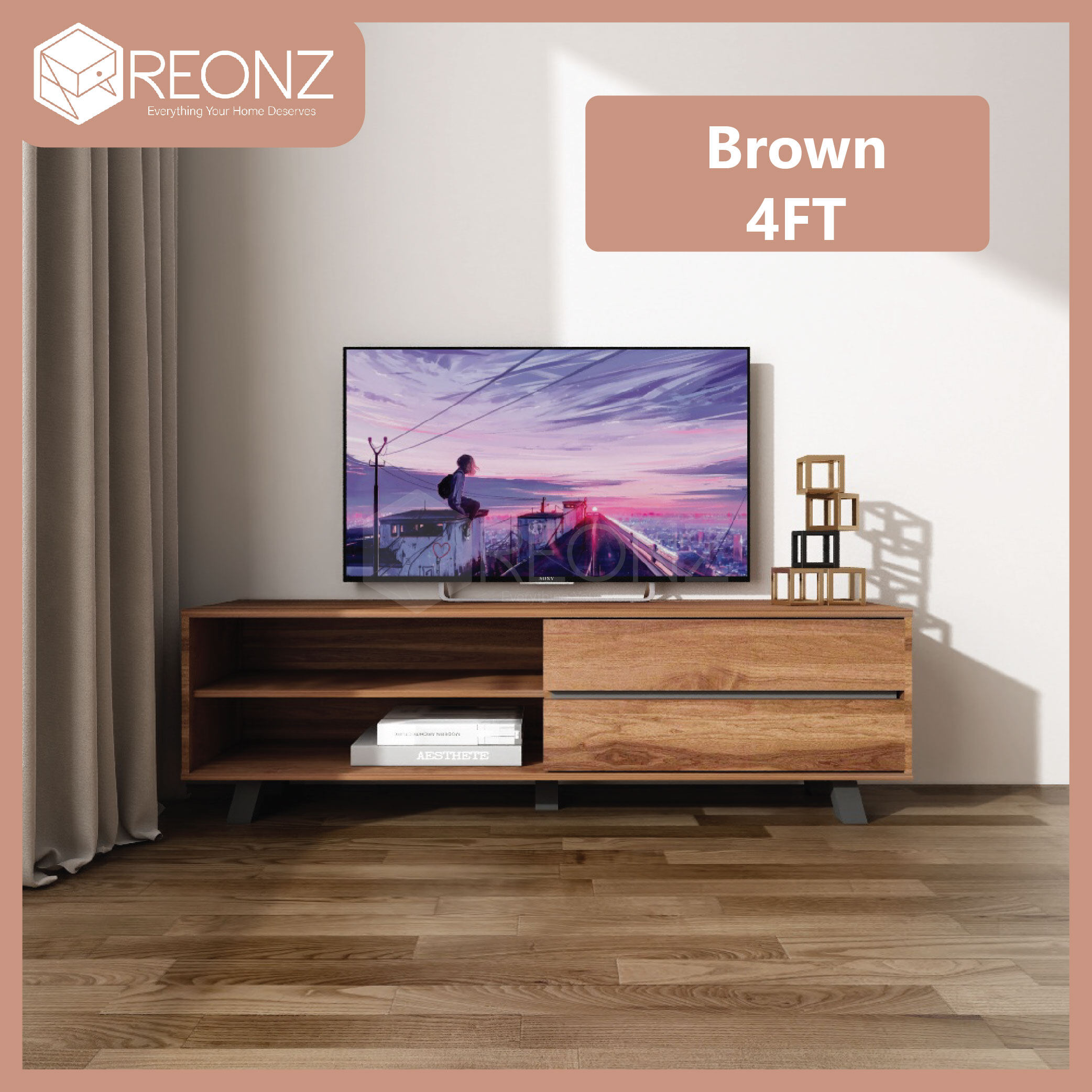 REONZ Zocca TV CABINET 5FT 150CM tv console almari kabinet tv multi ...