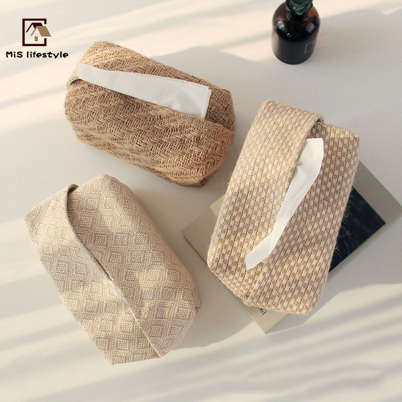 Japanese Style Linen Tissue Box Soft Decorative Tissue Holders Tissue ...