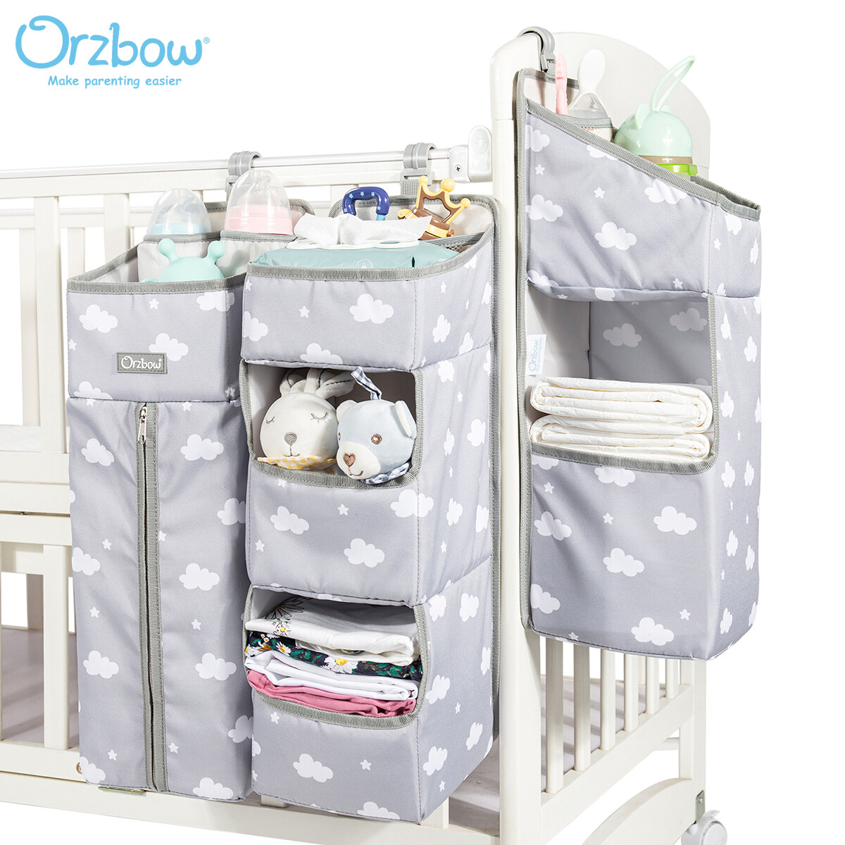 Orzbow Baby Bed Organizer Hanging Bags For Newborn Crib Diaper Storage ...