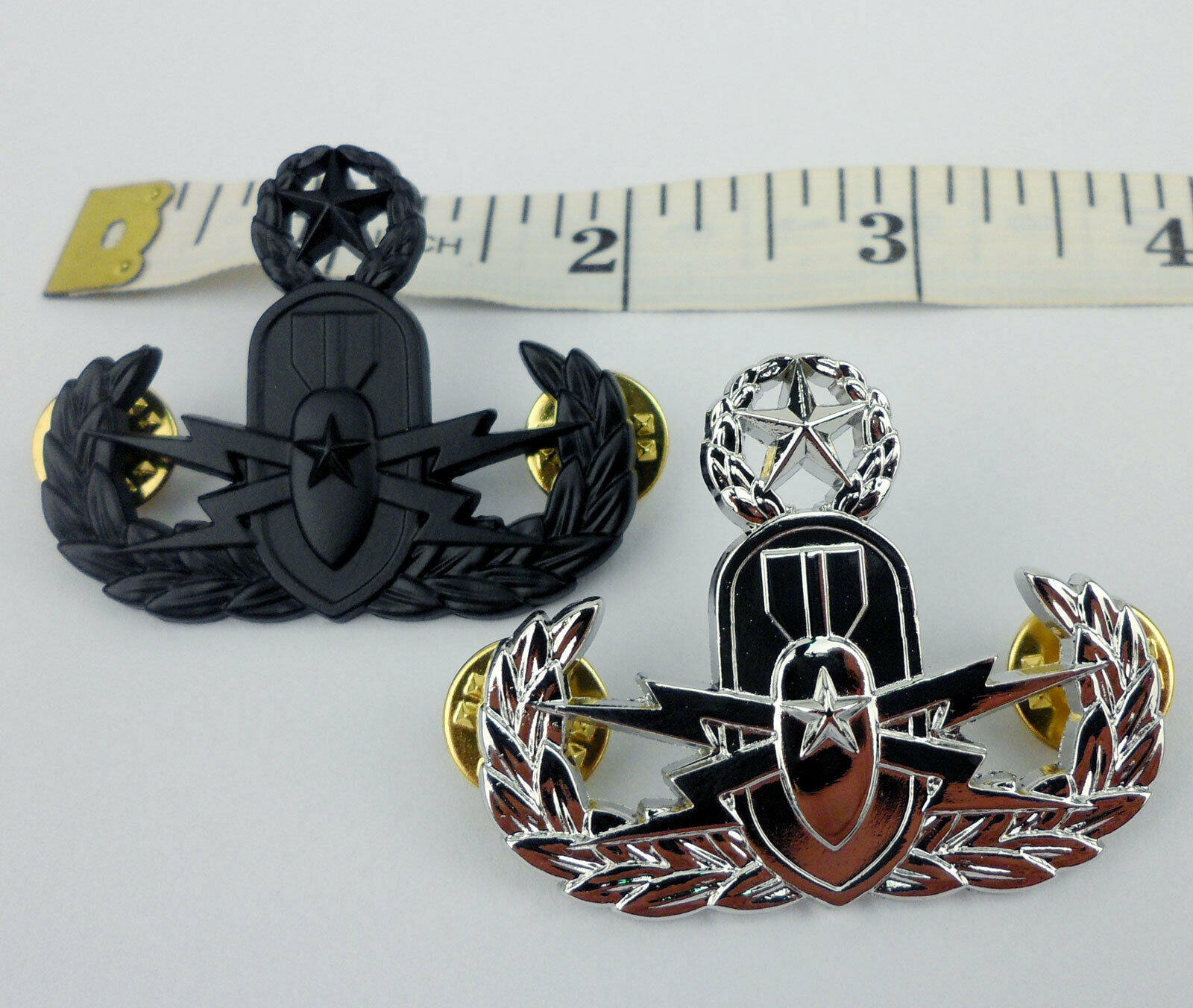 TWO US NAVY MASTER EXPLOSIVE ORDNANCE DISPOSAL EOD BADGE INSIGNIA PIN ...