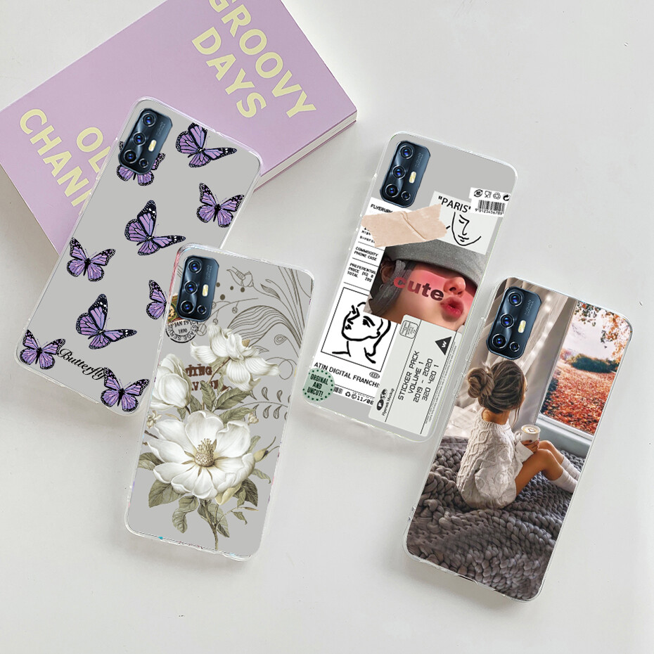 For Vivo V19 Neo Case Transparent Printed TPU Soft Back Protective ...