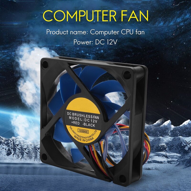 12V DC 32 70mm 4-Pin Computer Case CFM PWM CPU PC Fan Blue & Black ...
