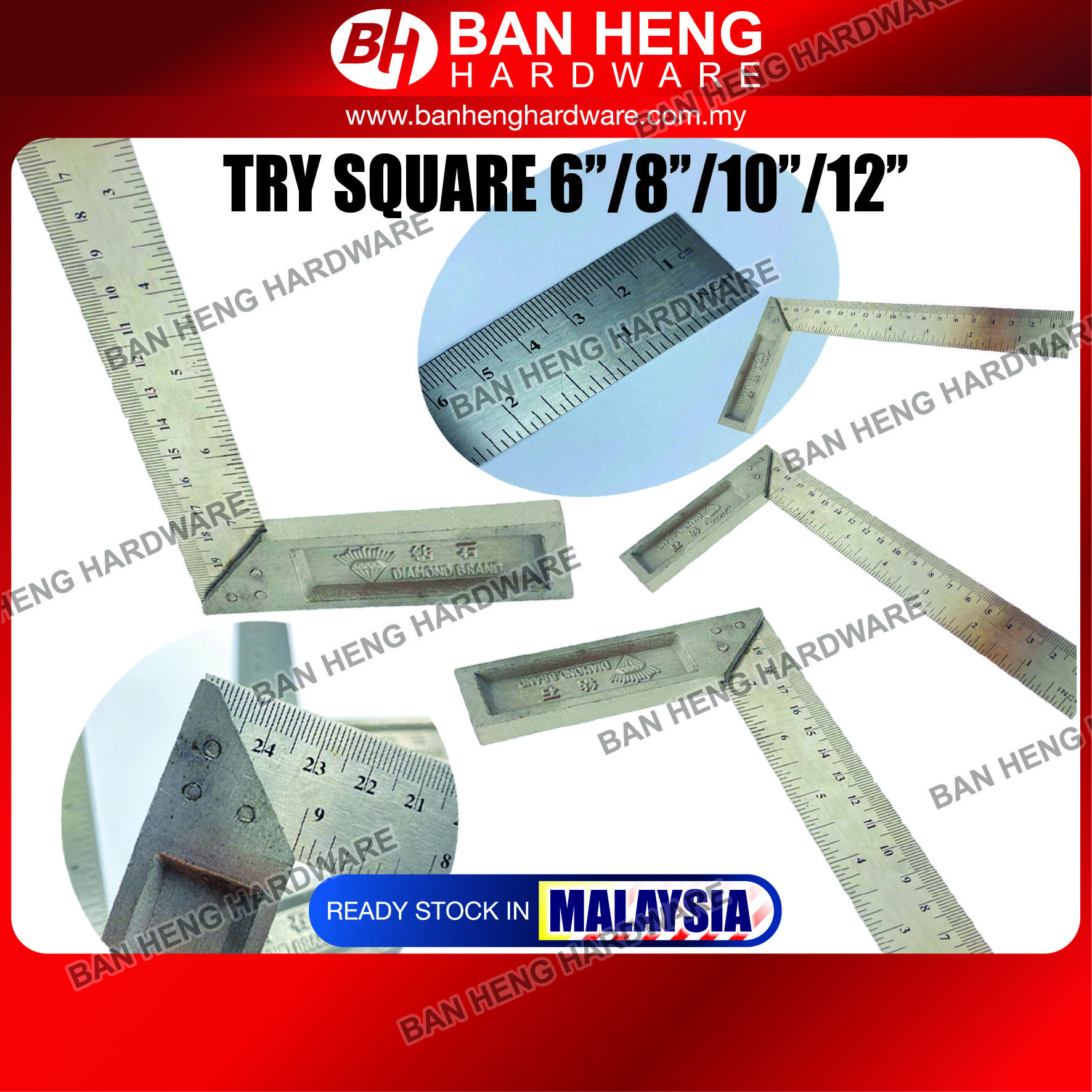 L-Square Angle Ruler / Pembaris Sesiku L - 方角尺 6” 8” 10” 12” / L Ruler ...