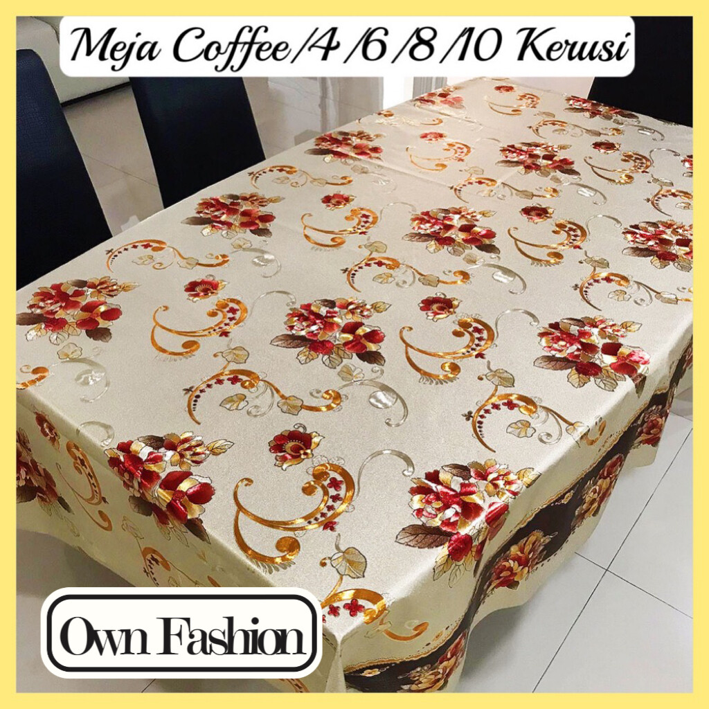 Lapik Meja Korea Warna Gold Based Bunga 3D Alas Meja Waterproof ( Meja ...