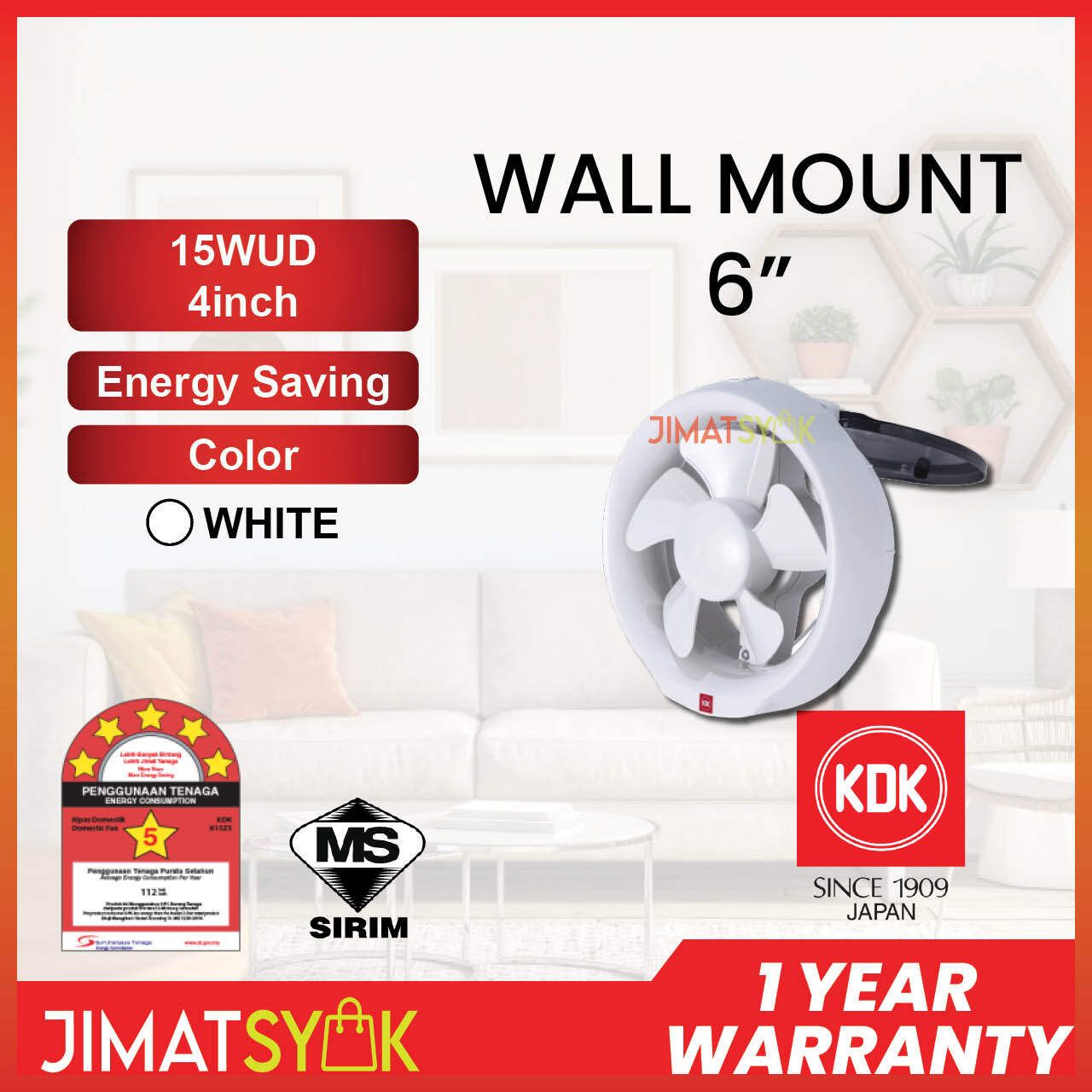 KDK Exhaust Fan 15WUD / 20WUD Glass Mount Propeller Ventilating Fan ...
