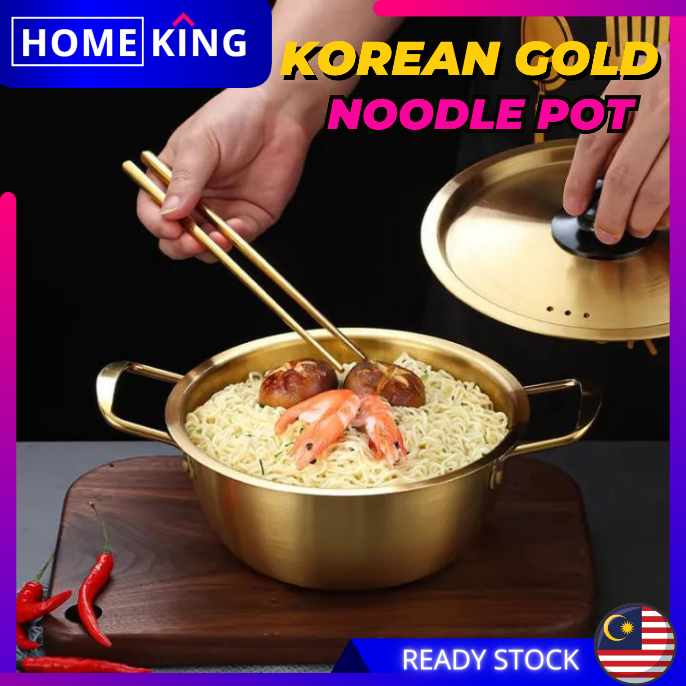 HOMEKING | Korean Style Gold Ramen Noodle Pot 18cm / Periuk Mee Korea ...