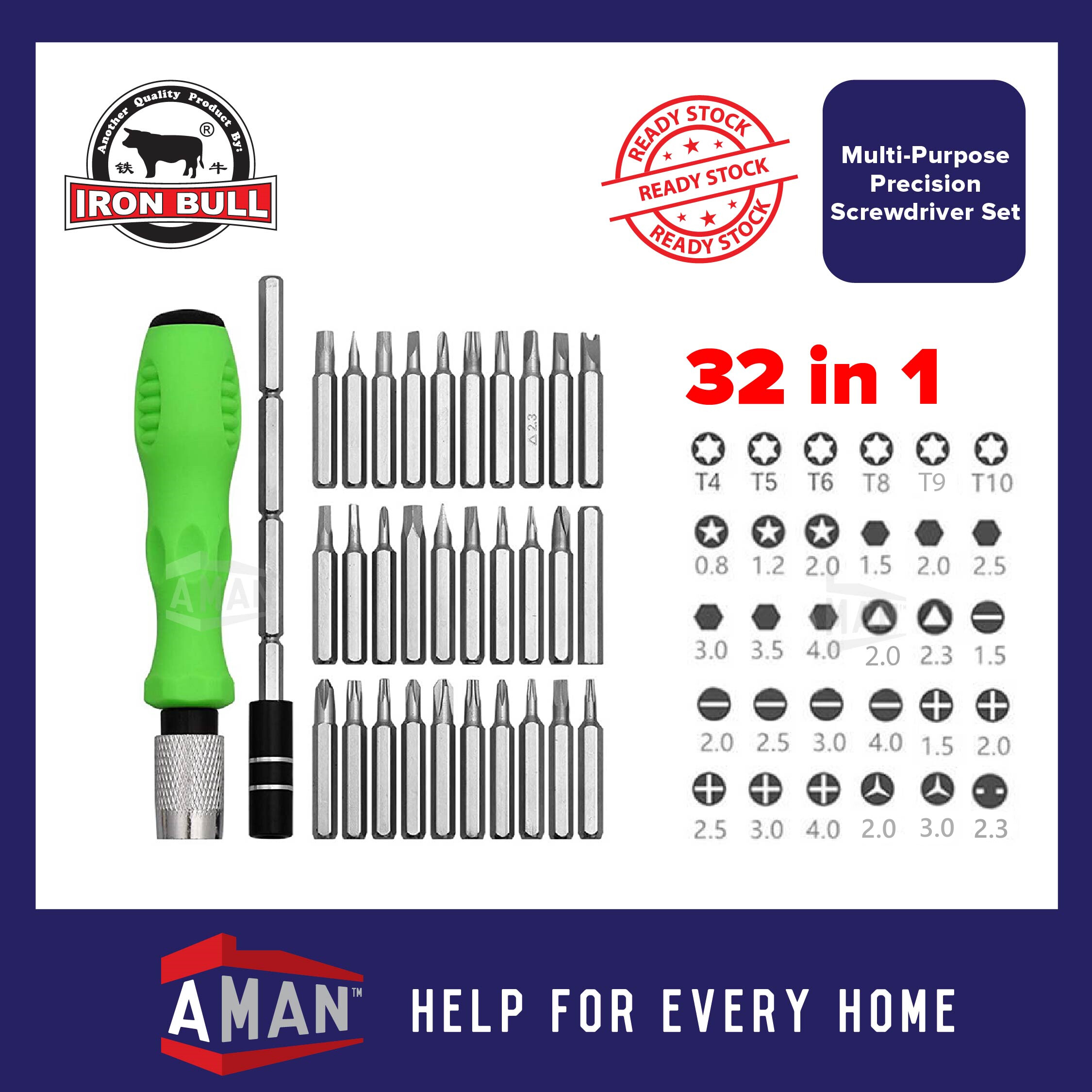 IRON BULL 32 In 1 Multi-Purpose Precision Screwdriver Set Gadget Screw ...
