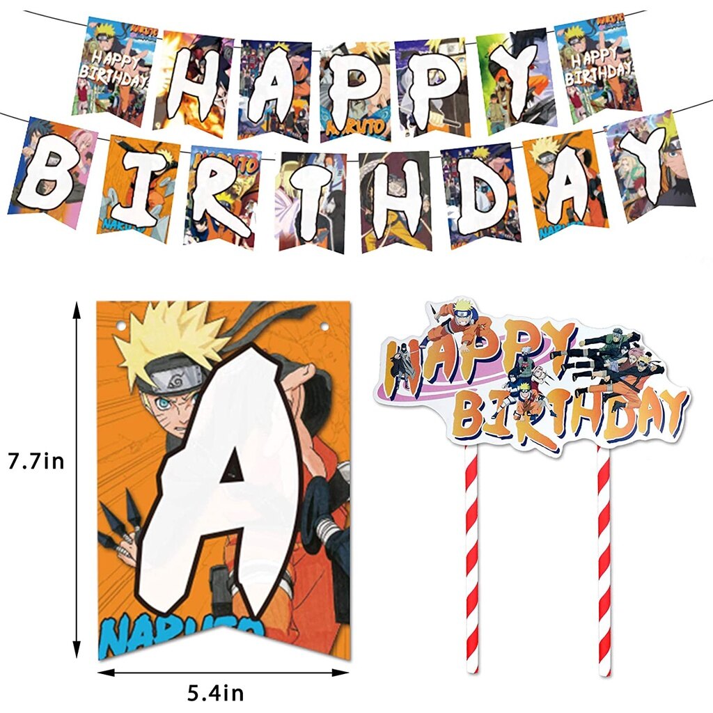 Naruto Sasuke Theme Party Set Decoration Japanese Anime Happy Birthday ...