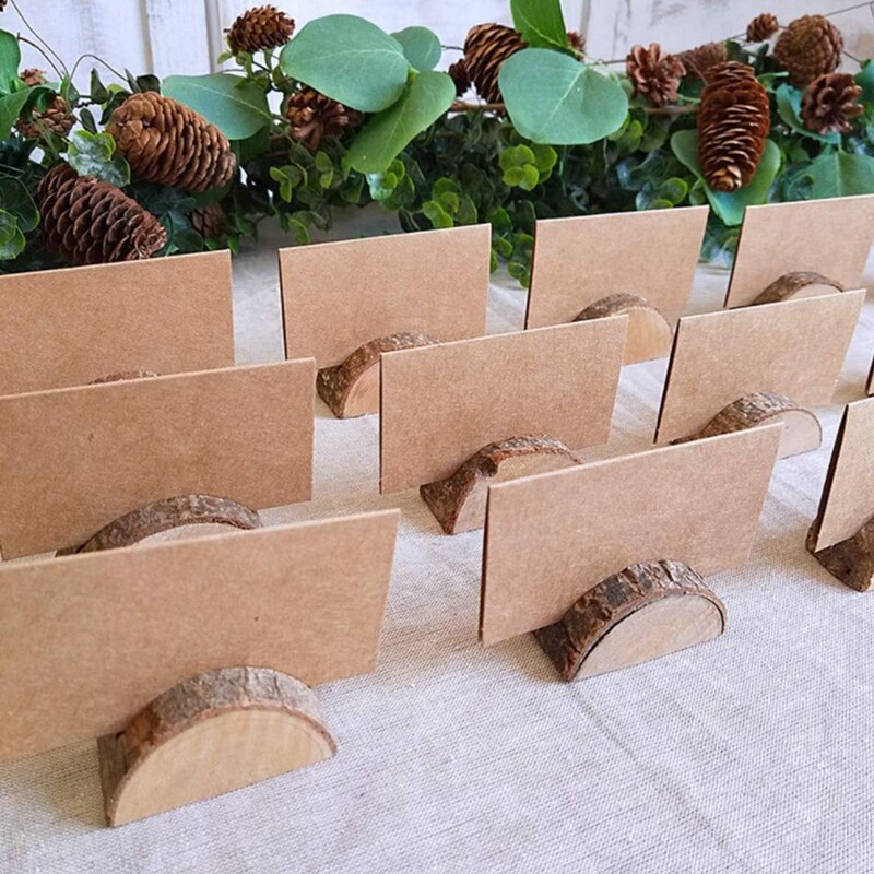 Natural Semicircular Wood Card Holder Wood Stump Card Holder Stand ...