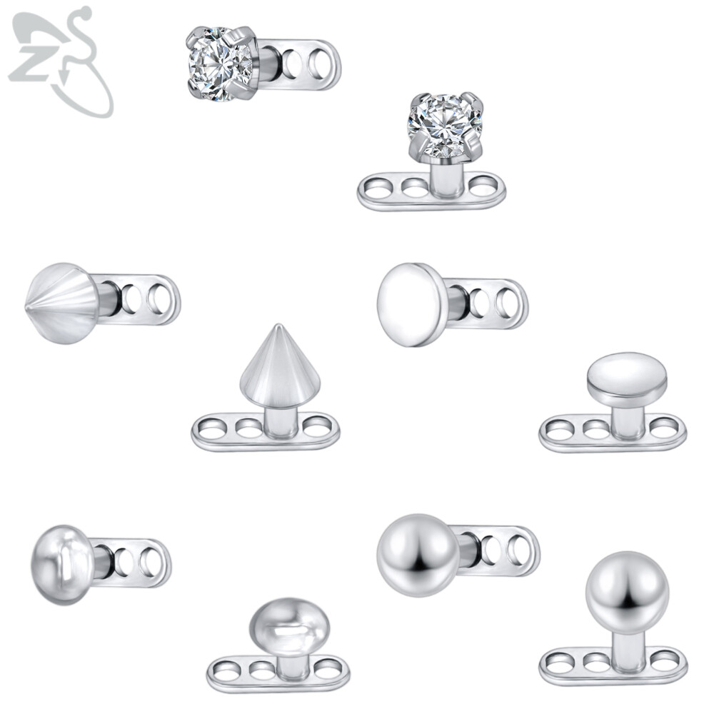 1คู่14G Geometric Design Dermal Anchorสำหรับผู้ชายผู้หญิงเหล็กไร้สนิม ...